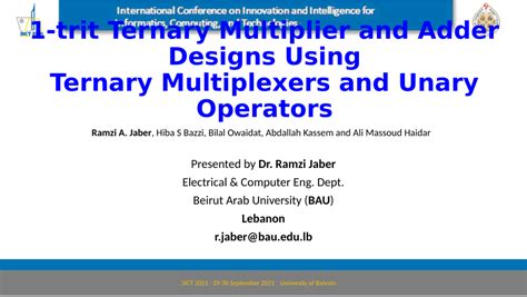 Pdf 1 Trit Ternary Multiplier And Adder Designs Using Ternary
