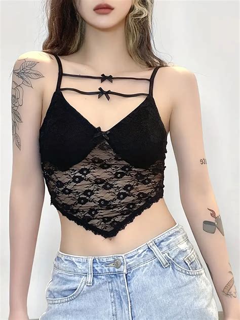 Y2k Solid Cami Top Sexy Spaghetti Bow Tie Summer Sleeveless Temu