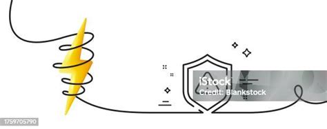 방패 라인 아이콘입니다 개인 정보 보호 보안 서명입니다 컬이 있는 연속 라인 벡터 경계 표지에 대한 스톡 벡터 아트 및 기타