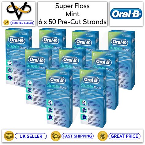 Oral B Dental Super Floss Mint Braces Wide Spaces 50 Pre Cut Strands