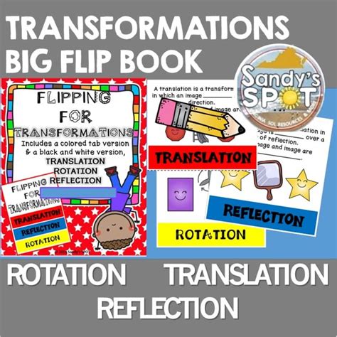 Transformations Flip Book Translation Rotation Reflection By Sandys Spot