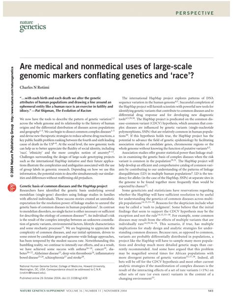 Pdf Are Medical And Nonmedical Uses Of Large Scale Genomic Makers Conflating Genetics And Race”