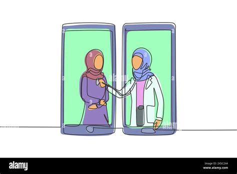 Single Continuous Line Drawing Two Smartphones Facing Each Other With