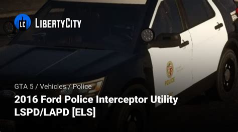 2016 Ford Police Interceptor Utility Lspd Lapd [els] For Gta 5