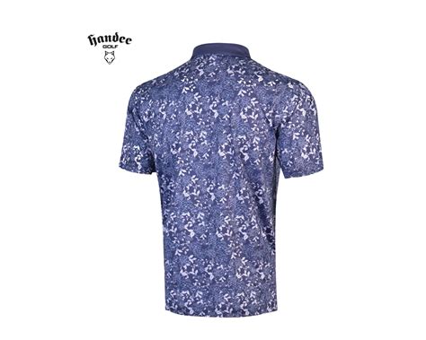 Men Floral Golf Shirt Navy Handee Golf