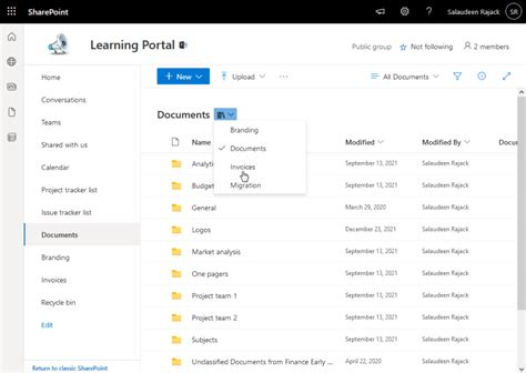 Switch Between Document Libraries With Document Library Dropdown Menu In SharePoint Online And