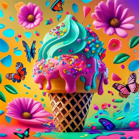 Premium Ai Image Row Of Ice Cream Scoops