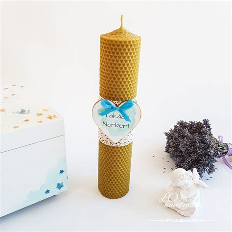 Lum Nare Botez Din Cear De Albine Love Handmade Decor