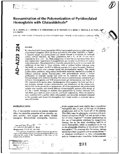 Pdf Reexamination Of The Polymerization Of Pyridoxylated Hemoglobin