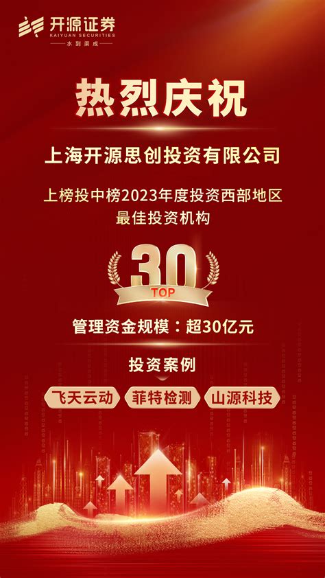 喜报！开源思创上榜投中榜2023年度投资西部地区最佳投资机构top30！ 公司动态 开源证券股份有限公司