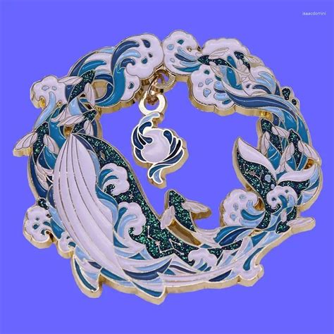 Whale Wave Cartoon Brooch Cute Metal Pin For Denim Jackets Backpacks