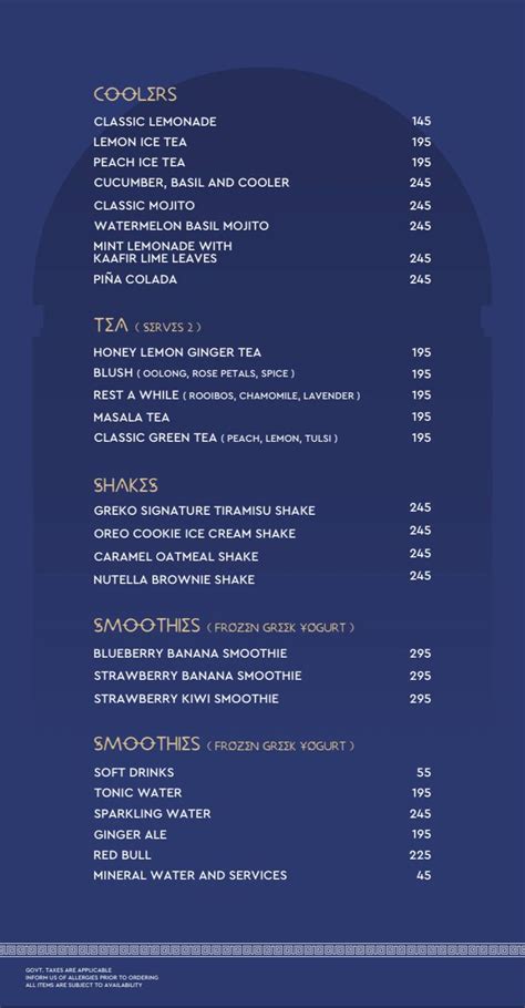 Menu At Greko Espresso Bar Amritsar