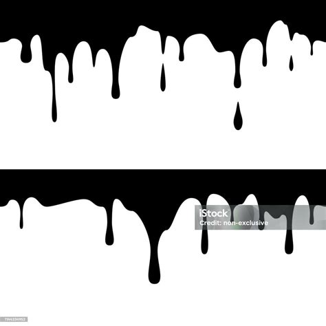 원활한 수평 블랙 잉크 실행 합니다 떨어지는 페인트 액체 드립 벡터 일러스트 검은색에 대한 스톡 벡터 아트 및 기타 이미지 검은색 그래피티 녹기 Istock
