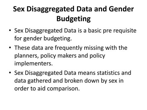 Gender Indicators And Sex Disaggregated Data Ppt