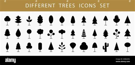 Tree Line Icon Set Vector Logo Shapes Collection Stock Vector Image