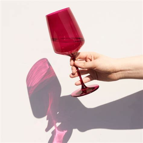 Viski Reserve Nouveau Sunset Collection Multi Colored Wine Glasses With