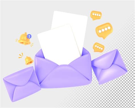 Lettres De Mail 3d Avec Des Feuilles De Papier Blanc Dans Des Bulles D