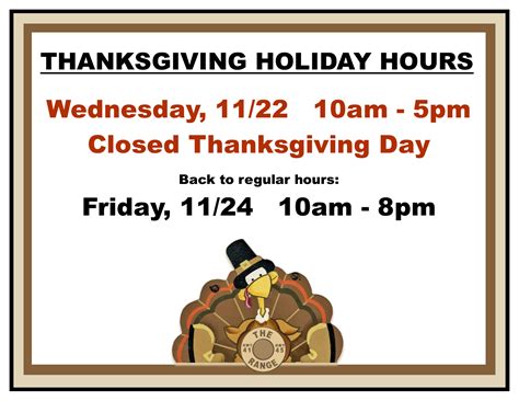 Thanksgiving Holiday Hours The Range Of Richfield