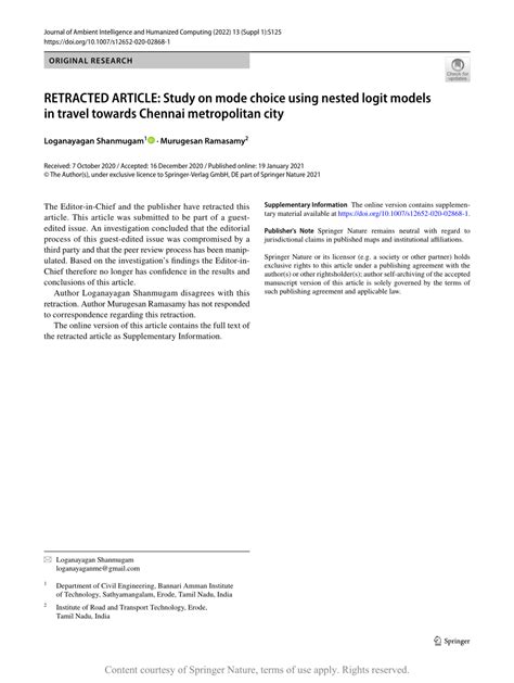 Study On Mode Choice Using Nested Logit Models In Travel Towards Chennai Metropolitan City