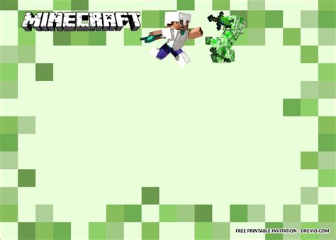 Free Printable Minecraft Birthday Party Kits Templates Drevio