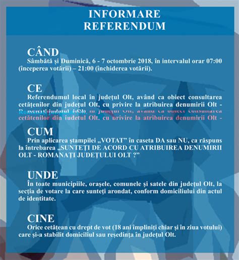 Când unde și cum vor vota oltenii pentru schimbarea denumirii