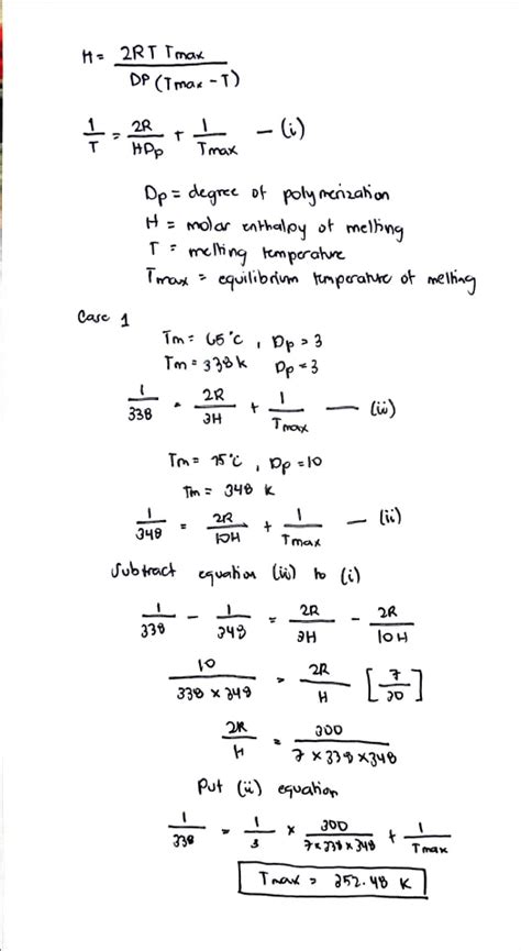 Solved Find The Equilibrium Melting Temperature Tm° Course Hero