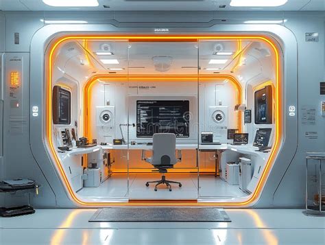 Futuristic Control Room With Advanced Digital Interfaces Overlooking