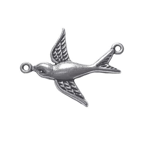 Bird Connector Antique Silver 36x29mm 07275 Flying Bird Zinc Alloy