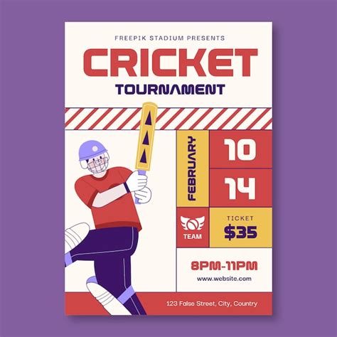 Free Vector Cricket Poster Template Design