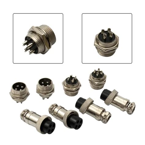 5 PAIR AVIATION Plug 4 Pin Male Female-Panel Wire Connector 16mm GX16-4 ...
