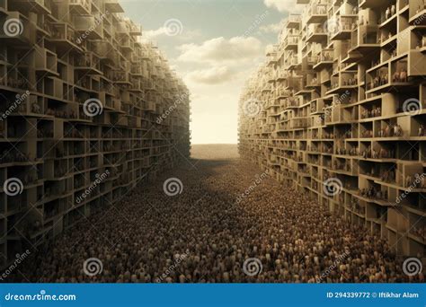 A Large Group Of People In A Row 3d Rendering Large Crowd Symbolizing
