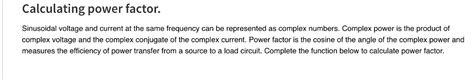 solved calculating power factor sinusoidal voltage and