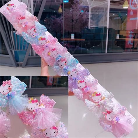 산리오 헬로 키티 소녀 머리핀 덕빌 헤어 클립 귀여운 만화 멜로디 아기 머리핀 클립 앞머리 깨진 머리핀 3 개