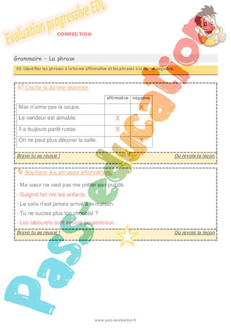 Identifier les phrases à la forme affirmative et les phrases à la forme