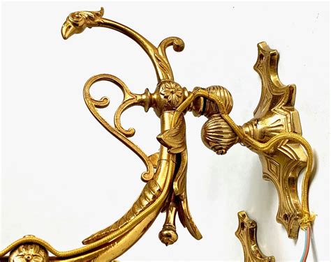 Proantic Paire Dappliques Bec De Gaz En Bronze Doré Fin Xixème