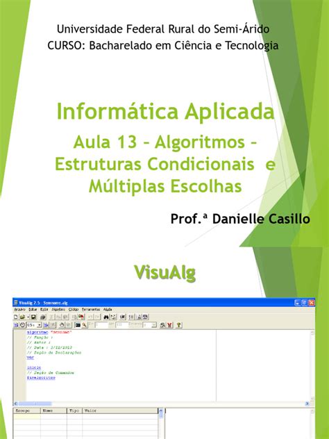 Aula 13 Algoritmos Estruturas Condicionais E Múltiplas Escolhas Pdf Algoritmos Opção