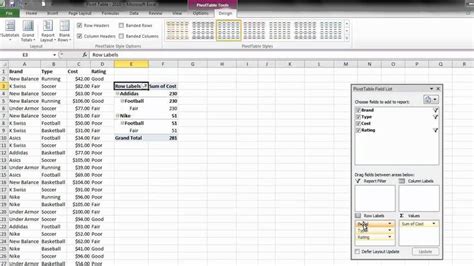 How To Create A Pivot Table In Excel 2010