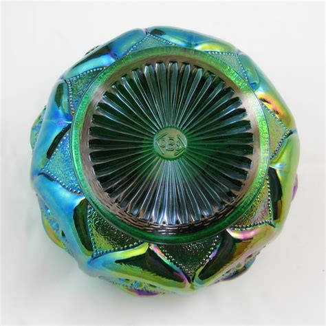 Fenton For Dsb Emerald Green Farmyard Carnival Glass Rose Bowl