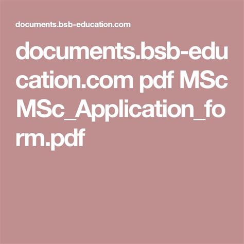 Documents Bsb Education Pdf MSc MSc Application Form Pdf