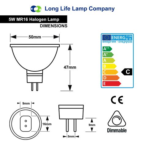Mr16 Halogen Light Bulbs 5w 10w 20w 35w 50w 12v Low Voltage Gu53 50mm