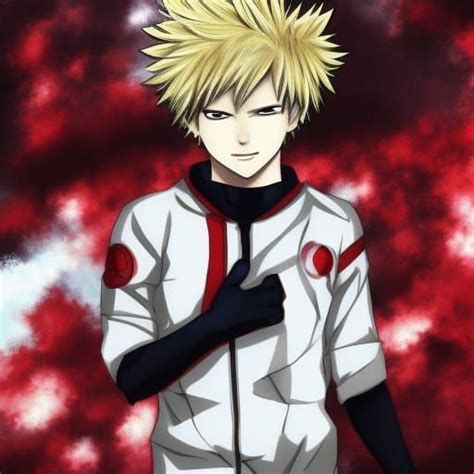 Katsuki Bakugo With Red Eyes And Pale Blond Hair Ai Generated Artwork