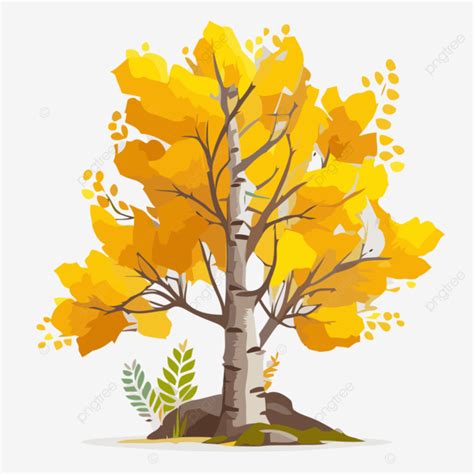 Aspen Tree Vector Sticker Clipart An Illustration Of A Yellow Birch