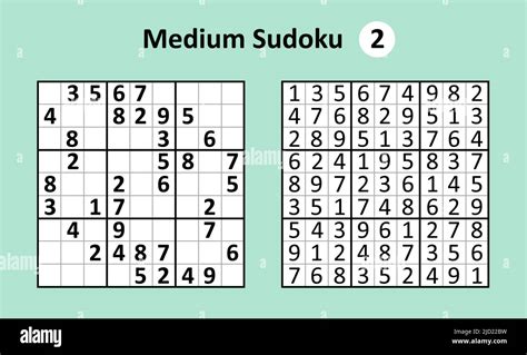 Sudoku Game With Answers Medium Complexity Simple Vector Design Set