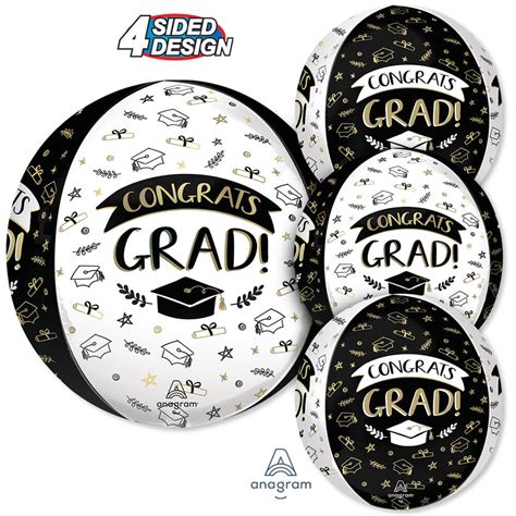 16 Inch Anagram Sketched Grad Icons Orbz Foil Balloon 45491