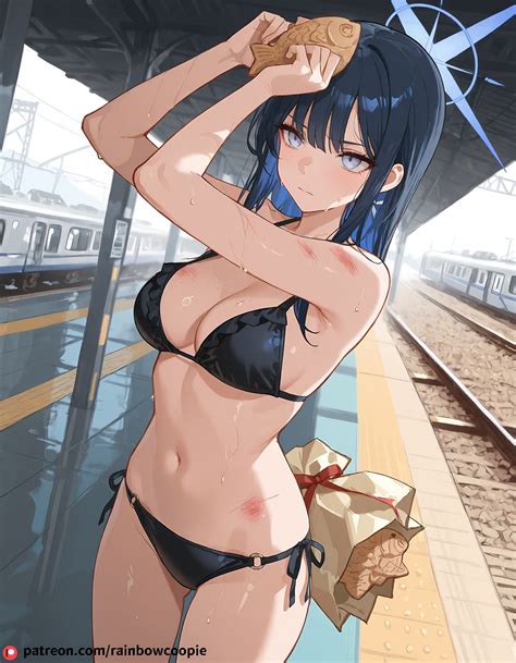 Saori Blue Archive Ai Generated Bikini Bouquet Breasts Bright