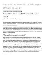 Article Personal Core Values List Examples Of Values To Live By Pdf Personal Core