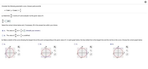 Solved Consider The Following Parametric Curve Answer Parts Chegg Com