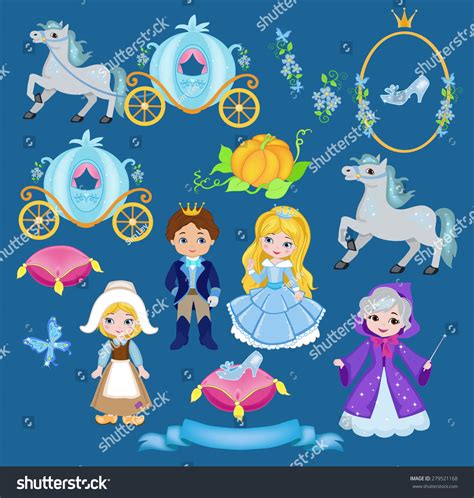 Cinderella Vector Illustration Set Stock Vector 279521168 Shutterstock