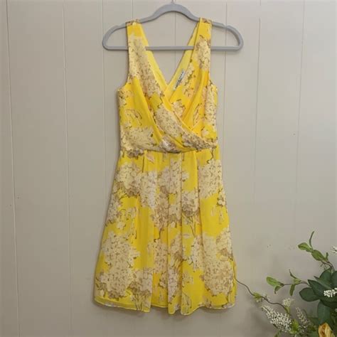 Trina Turk Dresses Trina Turk Yellow Floral Crossover Vneck Fully