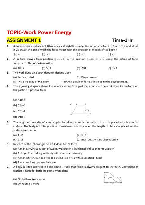 Work Power Energy Assignment 1 Level Easy